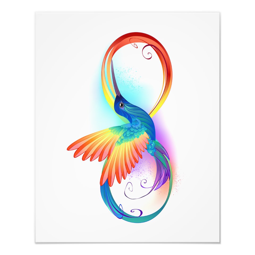 Rainbow Hummingbird with Infinity symbol Photo Print | Zazzle