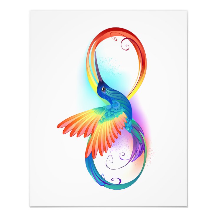 Rainbow Hummingbird with Infinity symbol Photo Print | Zazzle
