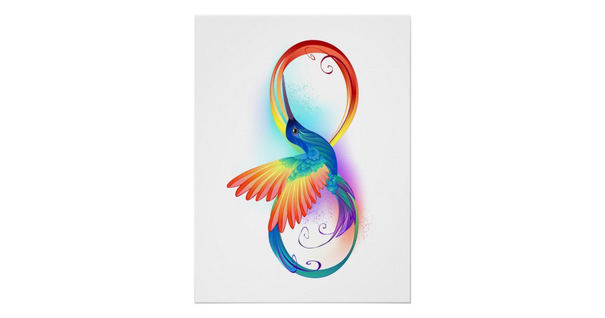 Rainbow Hummingbird with Infinity symbol Poster | Zazzle