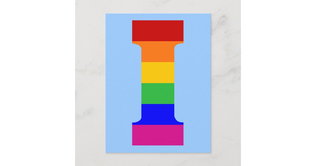 Rainbow Letter I Postcard | Zazzle