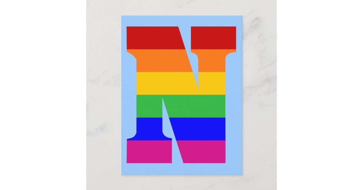 Rainbow Letter N Postcard | Zazzle