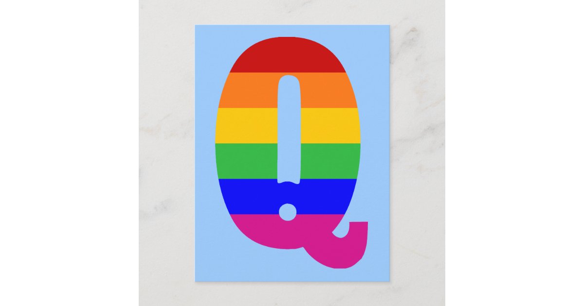 Rainbow Letter Q Postcard | Zazzle