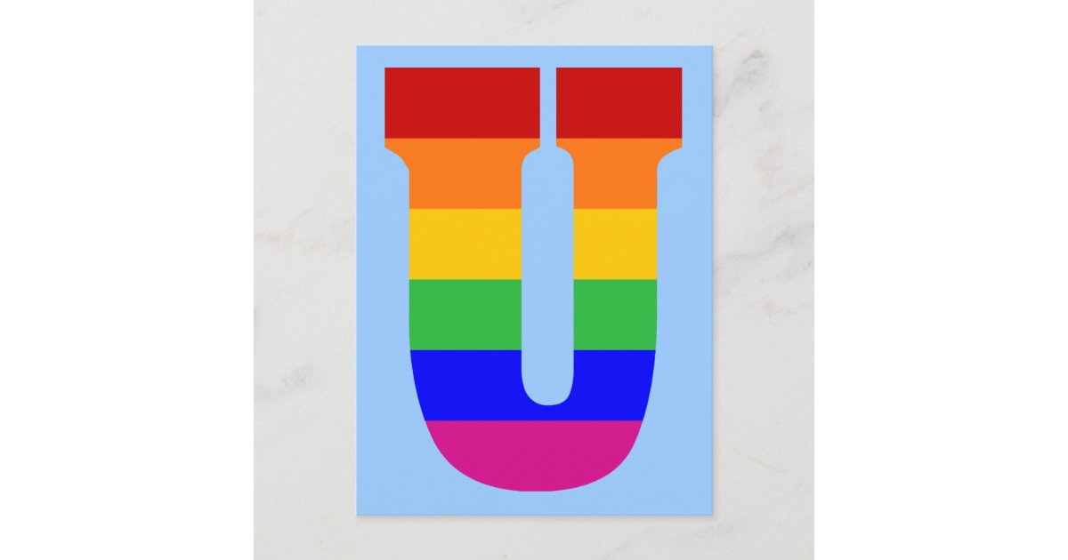 Rainbow Letter U Postcard | Zazzle