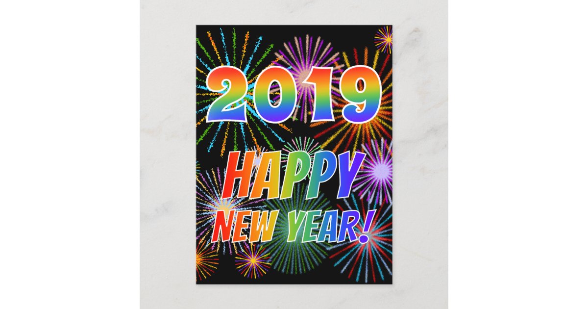 Rainbow Letters "2019" + "HAPPY NEW YEAR!" Postcard | Zazzle