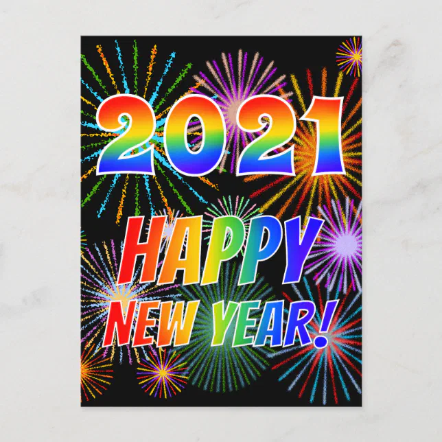 Rainbow Letters "2021" + "HAPPY NEW YEAR!" Postcard | Zazzle