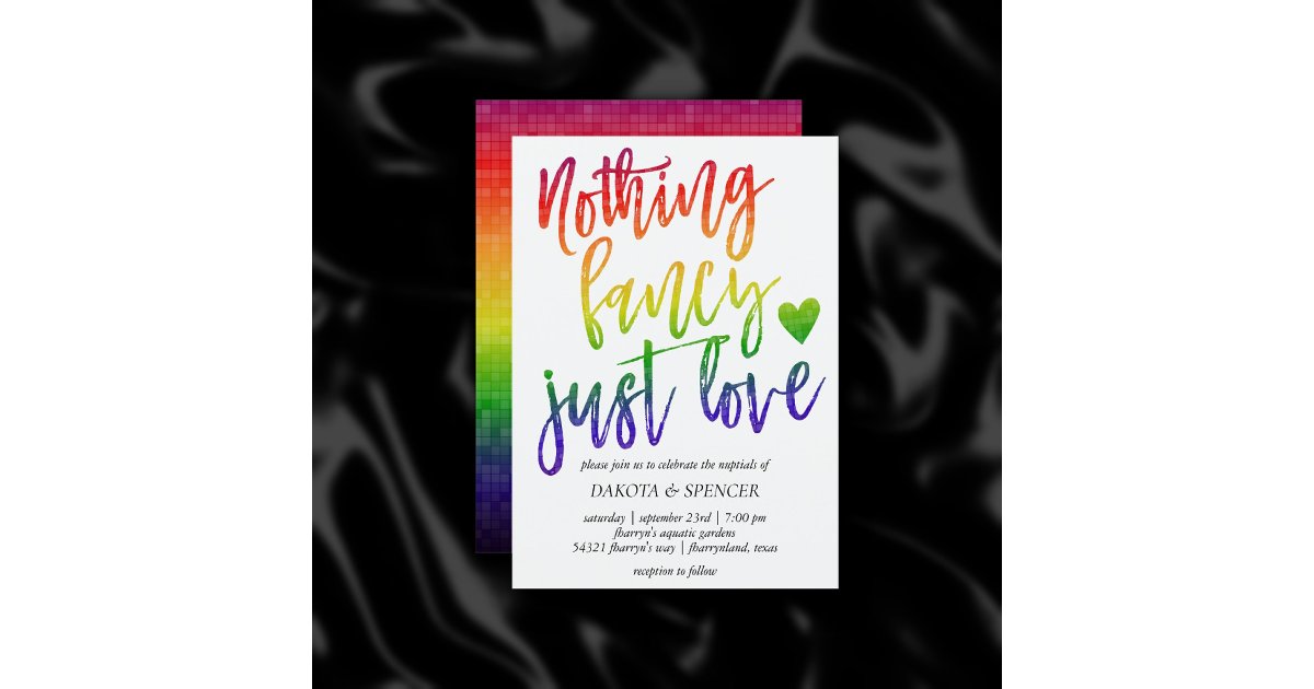 Rainbow Nothing Fancy Just Love | Casual Wedding Invitation | Zazzle