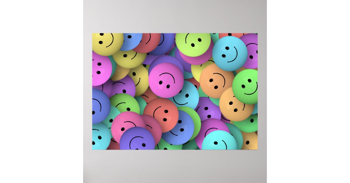 Rainbow of Colorful Happy Faces Poster | Zazzle