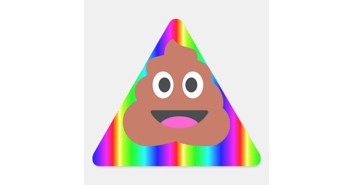 rainbow poop emoji triangle sticker | Zazzle