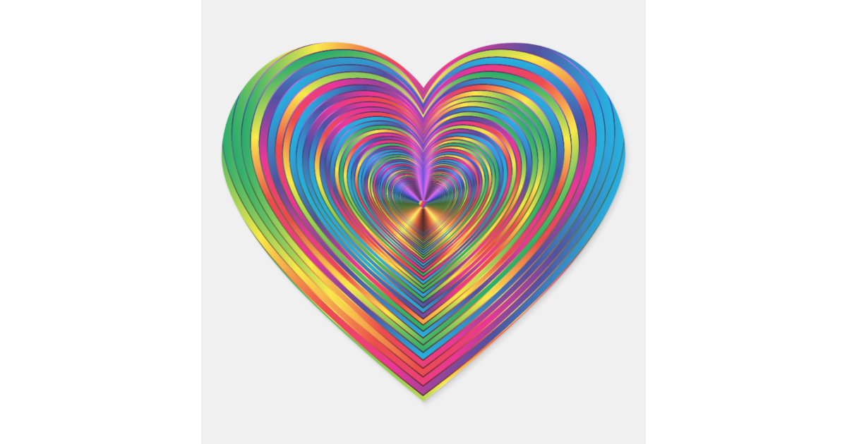 Rainbow Psychedelic Create Your Own Blank Template Heart Sticker | Zazzle