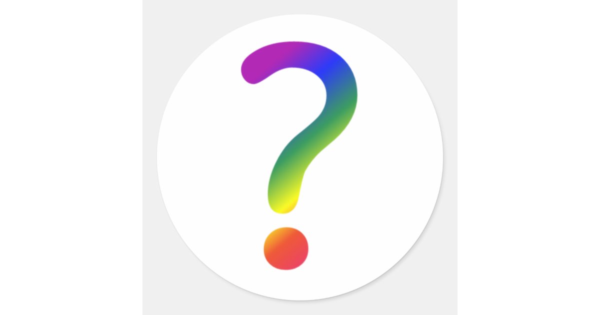 Rainbow question mark classic round sticker | Zazzle