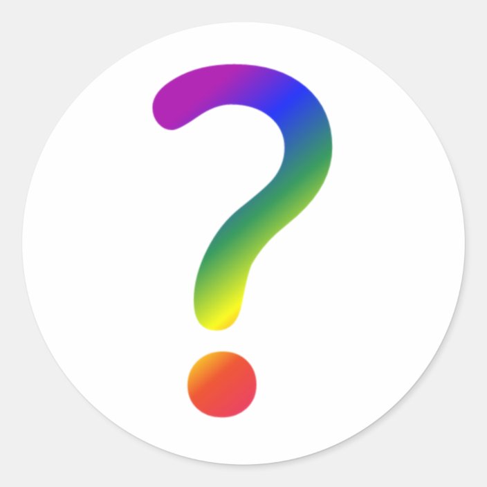 Rainbow question mark classic round sticker | Zazzle.co.uk