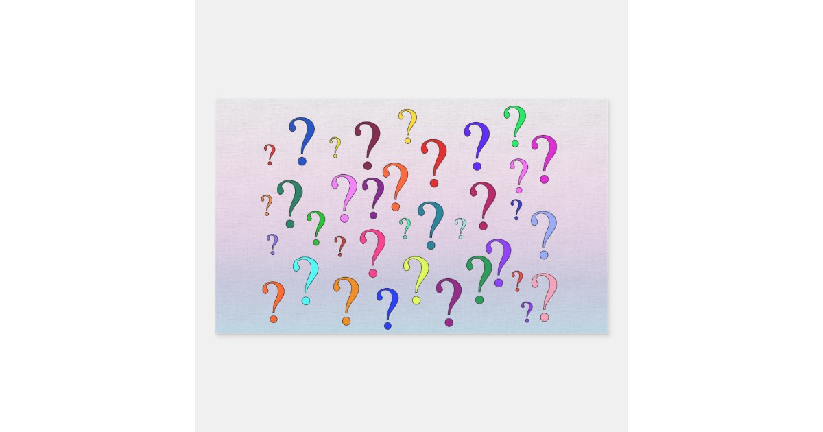 Rainbow Question Marks Rectangular Sticker | Zazzle