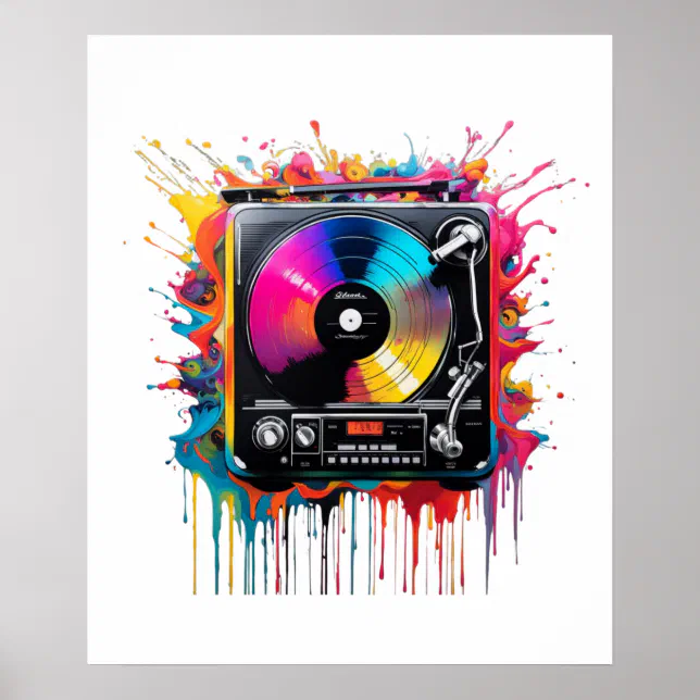 rainbow record player poster | Zazzle