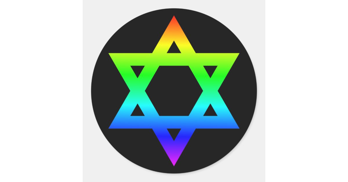 Rainbow Star of David Classic Round Sticker | Zazzle