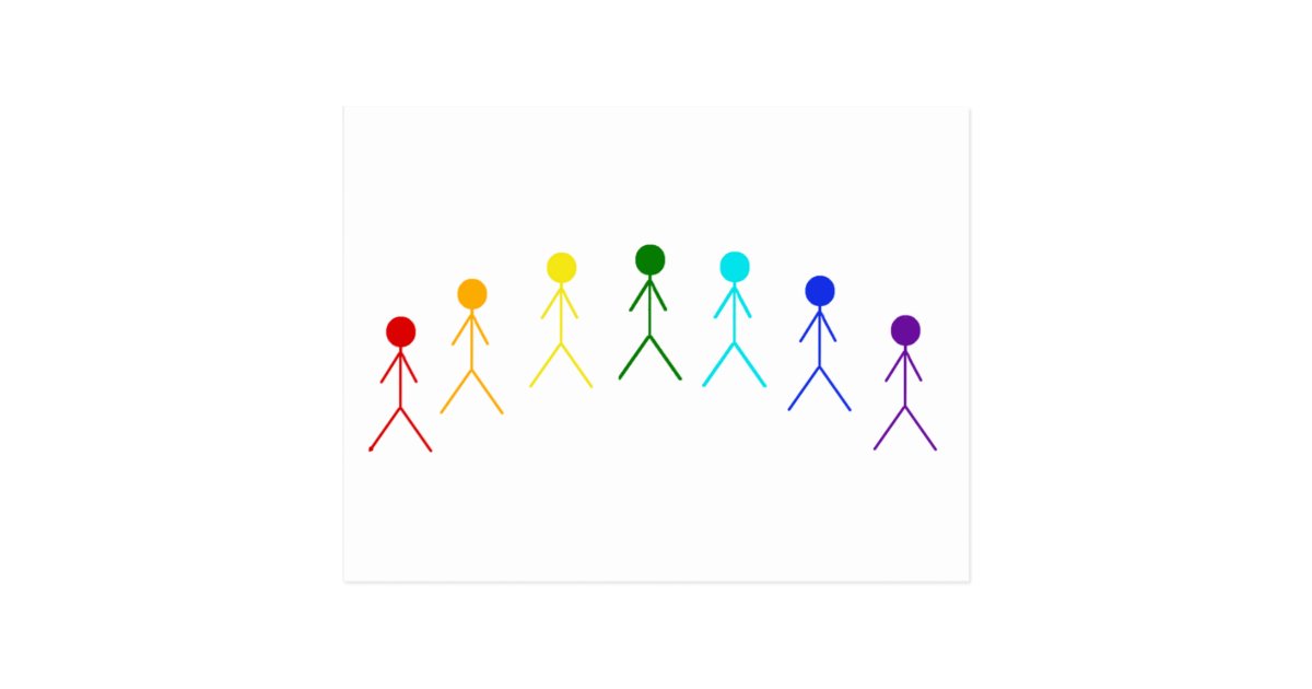Rainbow Stick Figures - 2 Postcard | Zazzle.co.uk