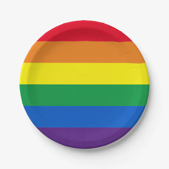 Rainbow stripes colours Lgbt gay flag Paper Plate | Zazzle