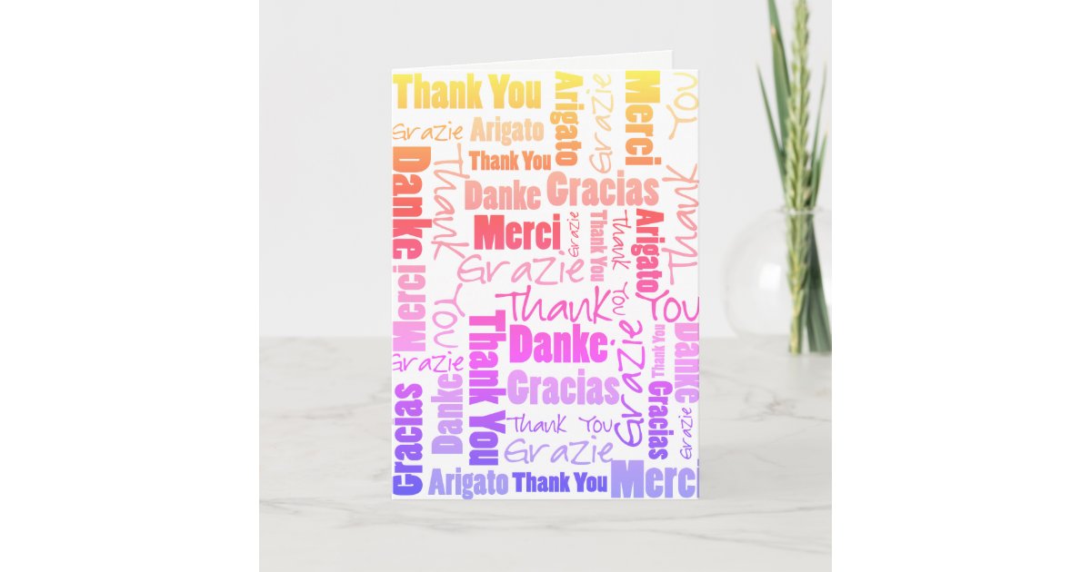 Rainbow Typography Multilingual Thank You Template | Zazzle
