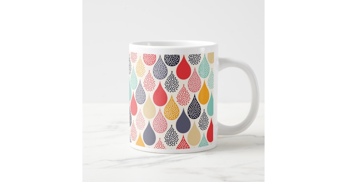 Raindrop Pop Art Dot Pattern Large Coffee Mug | Zazzle