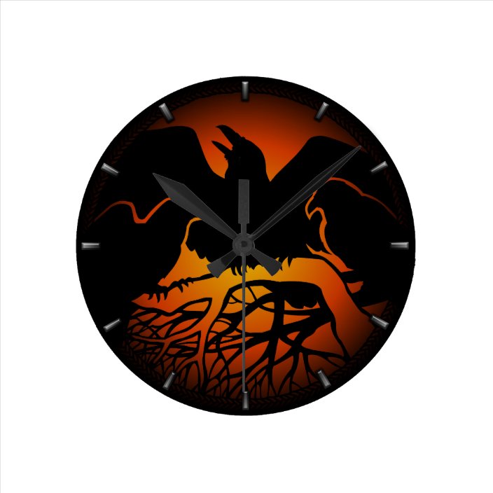 Raven Clock Native Raven Art Wall Clocks & Gifts | Zazzle.co.uk