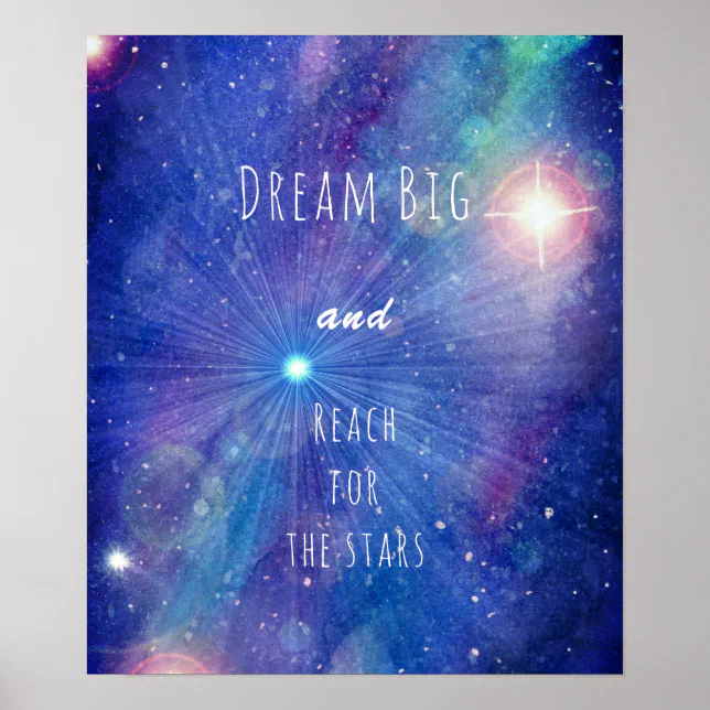 Reach for the stars quote motivational galaxy poster | Zazzle