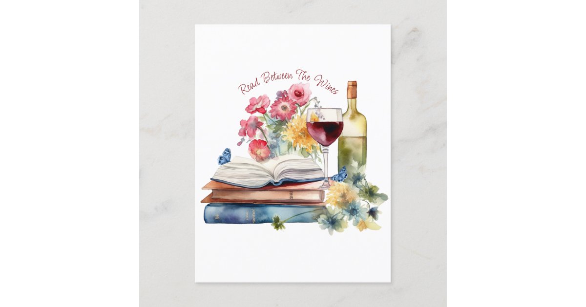 Read Between the Wines Postcard | Zazzle