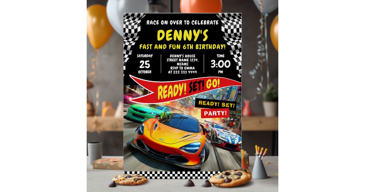Ready Set Go Racing Party Invitation | Zazzle