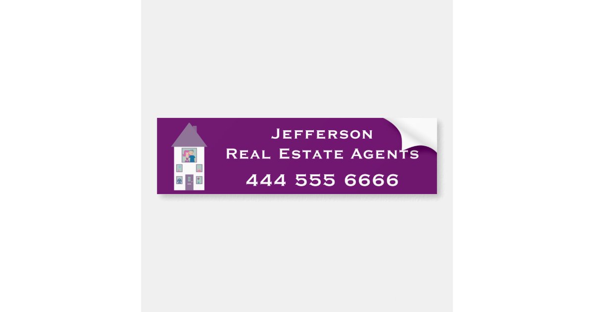 Real Estate Agent Advertising Bumper Sticker | Zazzle