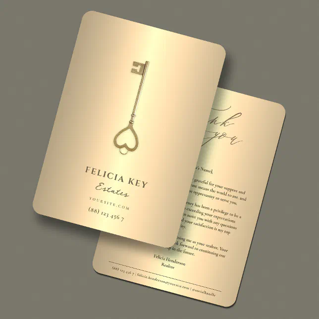 Real Estate Agent Faux Gold Grateful Appreciation Thank You Card | Zazzle