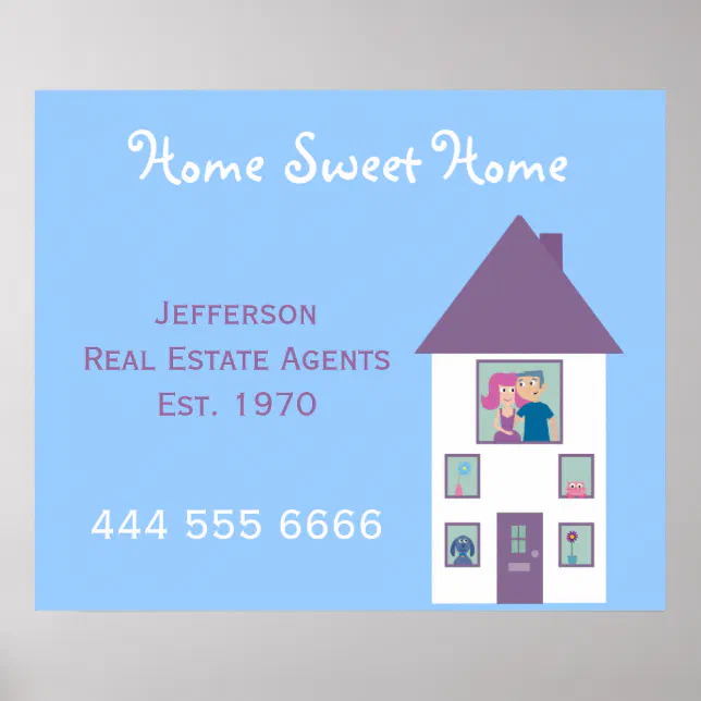 Real Estate Agent Home Sweet Home Advertising Poster | Zazzle