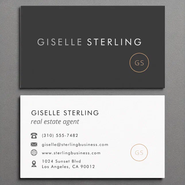Real Estate Agent Minimalist Luxury Black Business Card | Zazzle