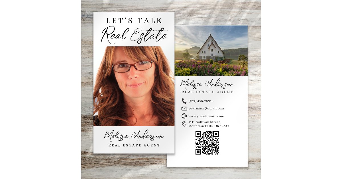 Real Estate Agent Photo QR Code Business Card | Zazzle