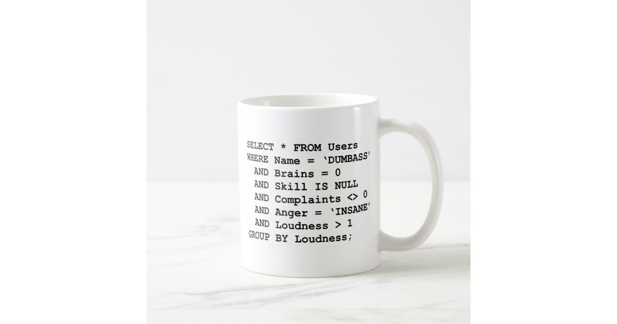 Real Life SQL Coffee Mug | Zazzle