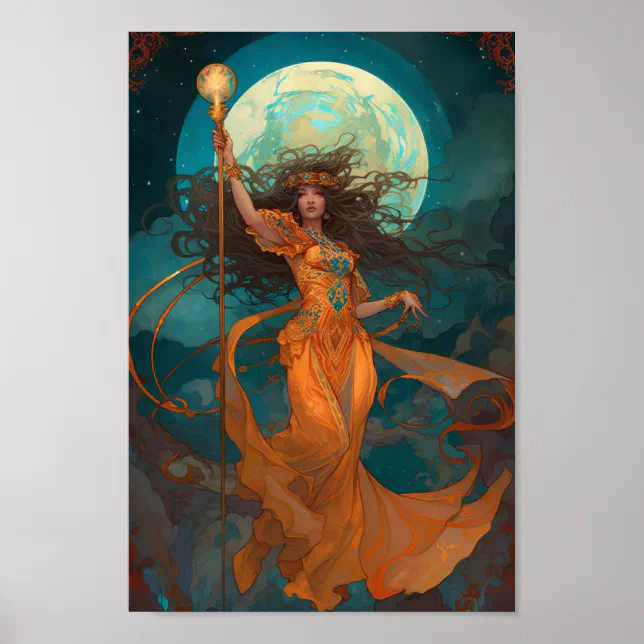 Realm Walkers: "Elemental Sorceress" fantasy art Poster | Zazzle
