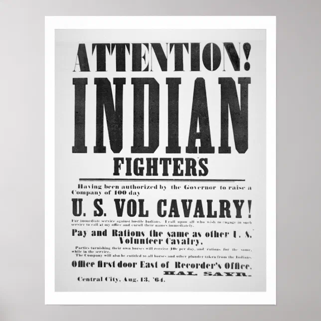 Recruitment poster for the U.S. Volunteer Cavalry, | Zazzle