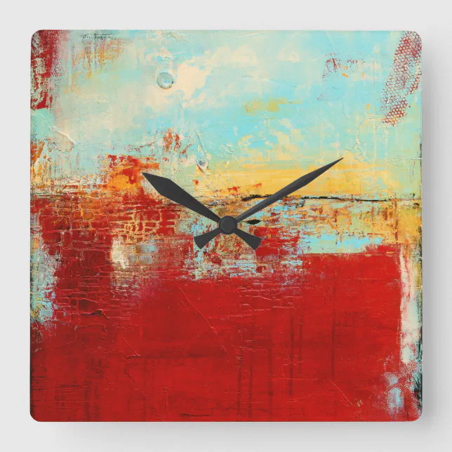 Red Alaskan Abstract Square Wall Clock | Zazzle