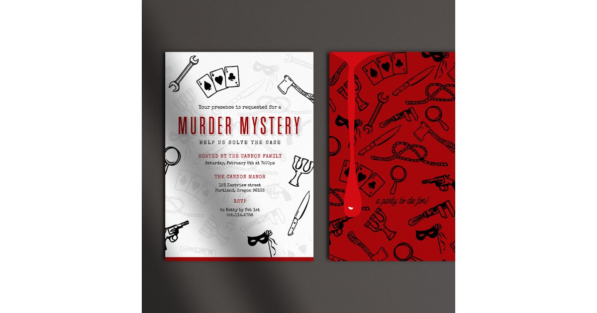 Red and Black Murder Mystery Invitation | Zazzle