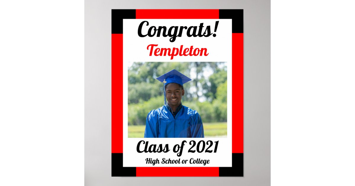 Red and Black School Colors Graduation Poster | Zazzle