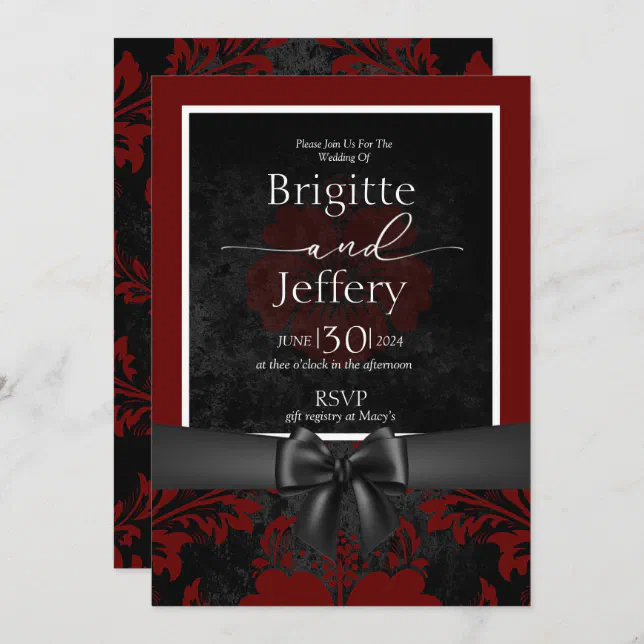 Red and black wedding invitation | Zazzle