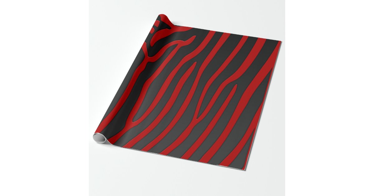 Red and Black Zebra Stripes Animal Print Wrapping Paper | Zazzle