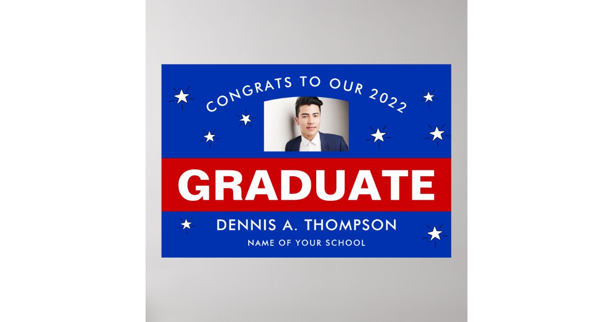 Red and Blue Graduation Custom Poster | Zazzle