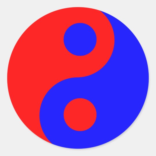 Red and Blue Yin Yang Symbol Classic Round Sticker | Zazzle.co.uk