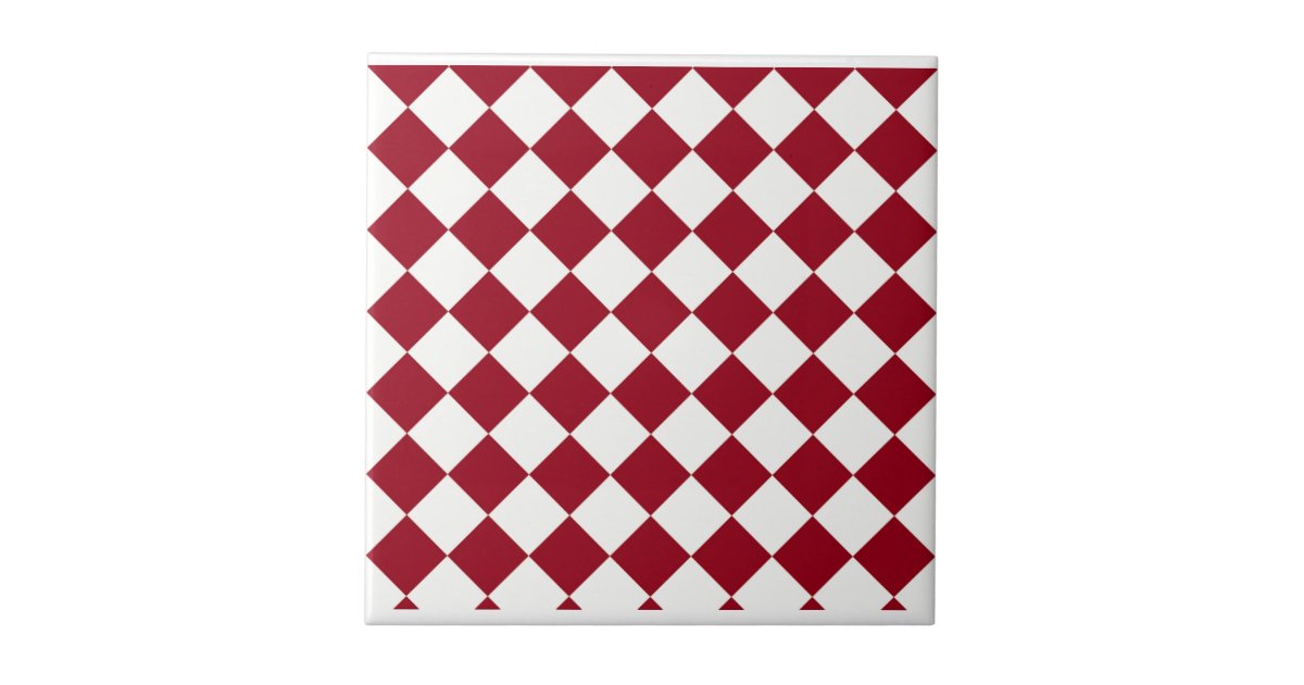 Red and White Chequered Design Tile | Zazzle