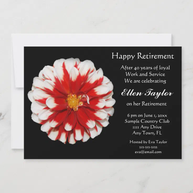 Red and White Floral Retirement Party Invitation | Zazzle