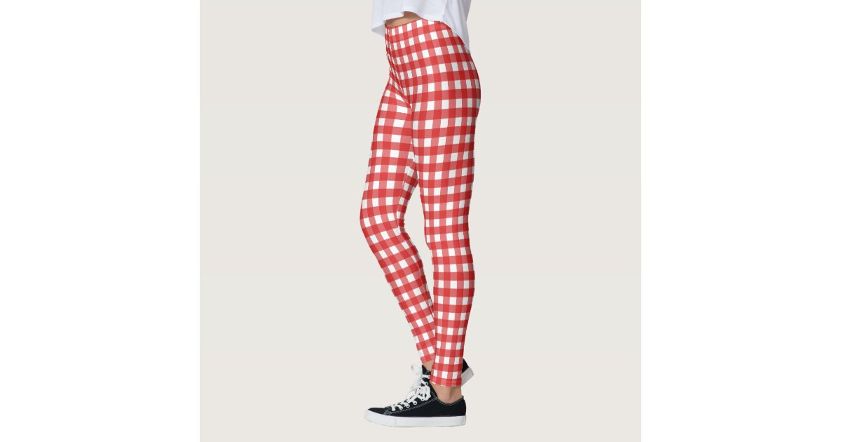 Red and white gingham leggings | Zazzle