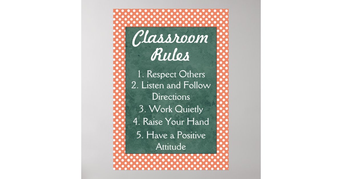 Red and White Polka Dots Classroom Rules Poster | Zazzle