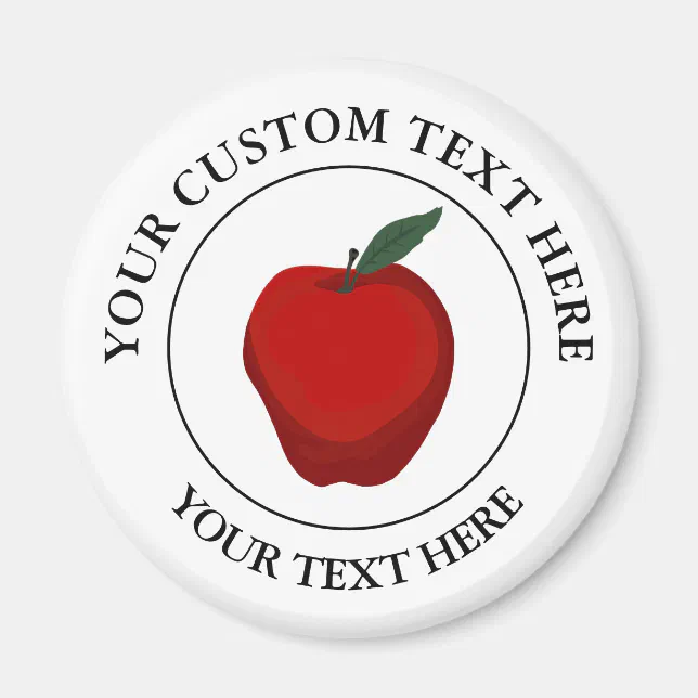Red Apple Custom Text Logo Icon Magnet | Zazzle