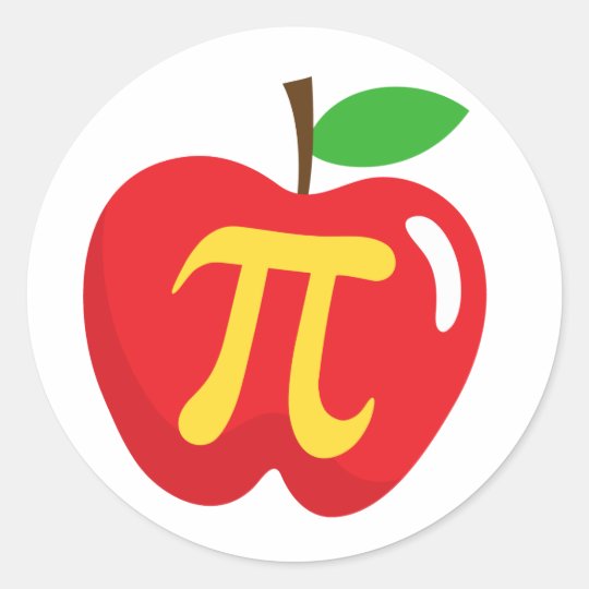 Red apple pie pi symbol classic round sticker | Zazzle.co.uk