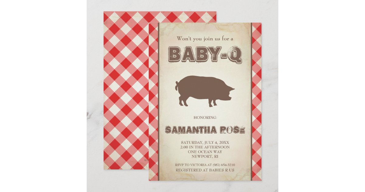 Red BabyQ Baby Shower, BBQ Baby Q Invite | Zazzle