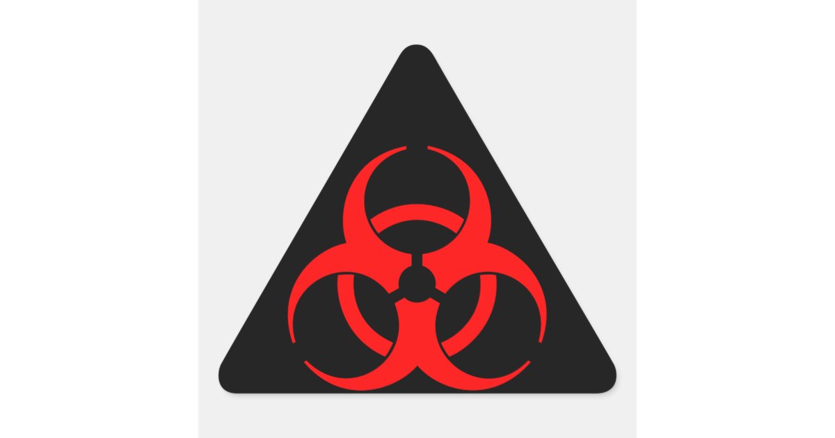 Red Biohazard Symbol Triangle Sticker | Zazzle