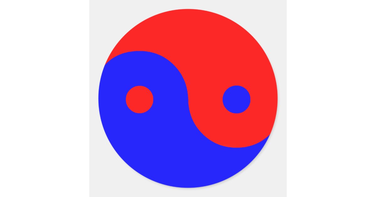 Red Blue Yin Yang Classic Round Sticker | Zazzle